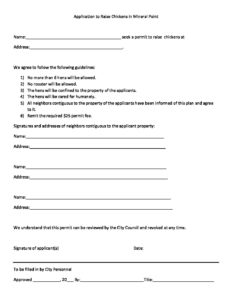 Chicken Permit Application – City of Mineral Point