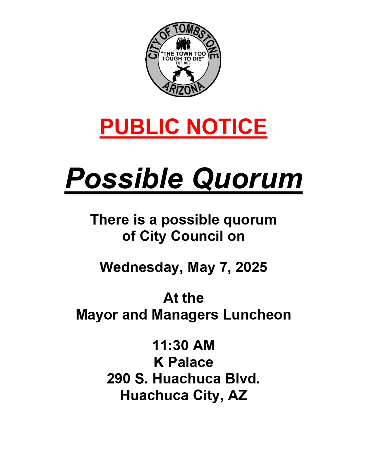 Mayor Manager Luncheon Huachuca City 2025 – City of Tombstone, Cochise ...