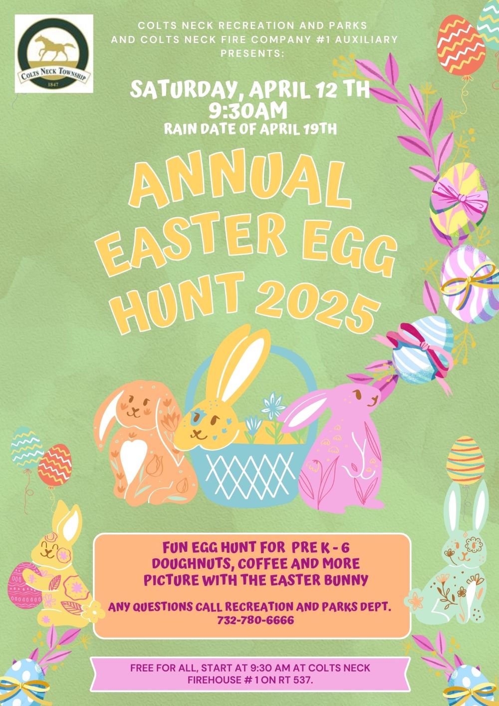 Colts Neck Annual Easter Egg Hunt, Saturday, April 12, 2025 - Colts ...