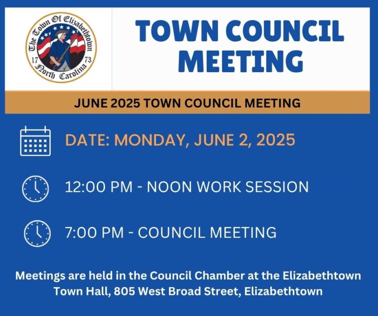 PUBLIC NOTICE: JUNE 2025 COUNCIL MEETING - Town of Elizabethtown