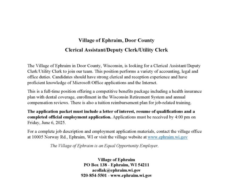 Employment – Village of Ephraim