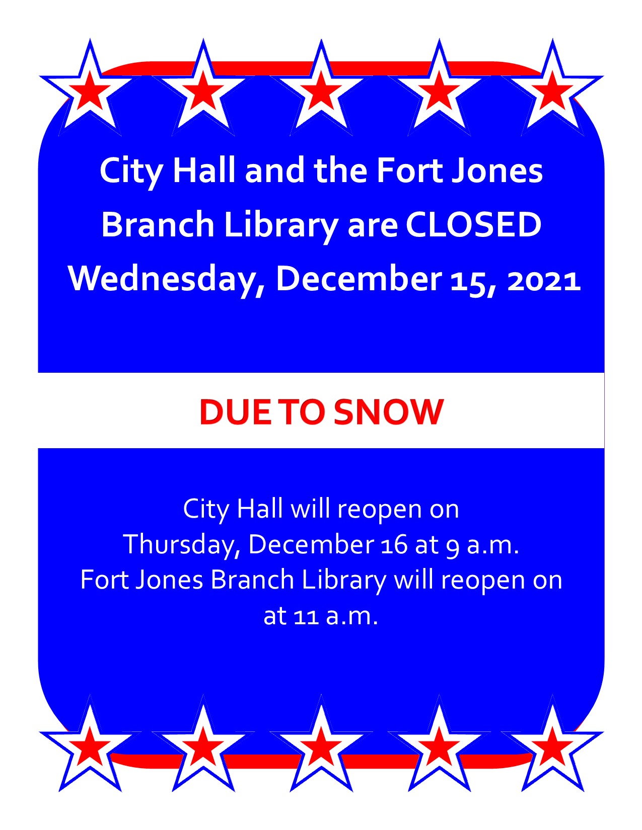 Closed Due To Weather Conditions – Town of Fort Jones, Siskiyou County, CA