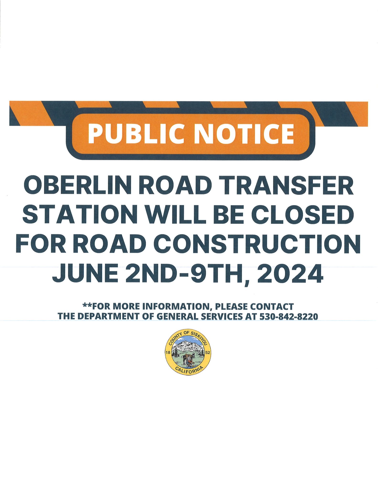 Transfer Station Closure – Town of Fort Jones, Siskiyou County, CA