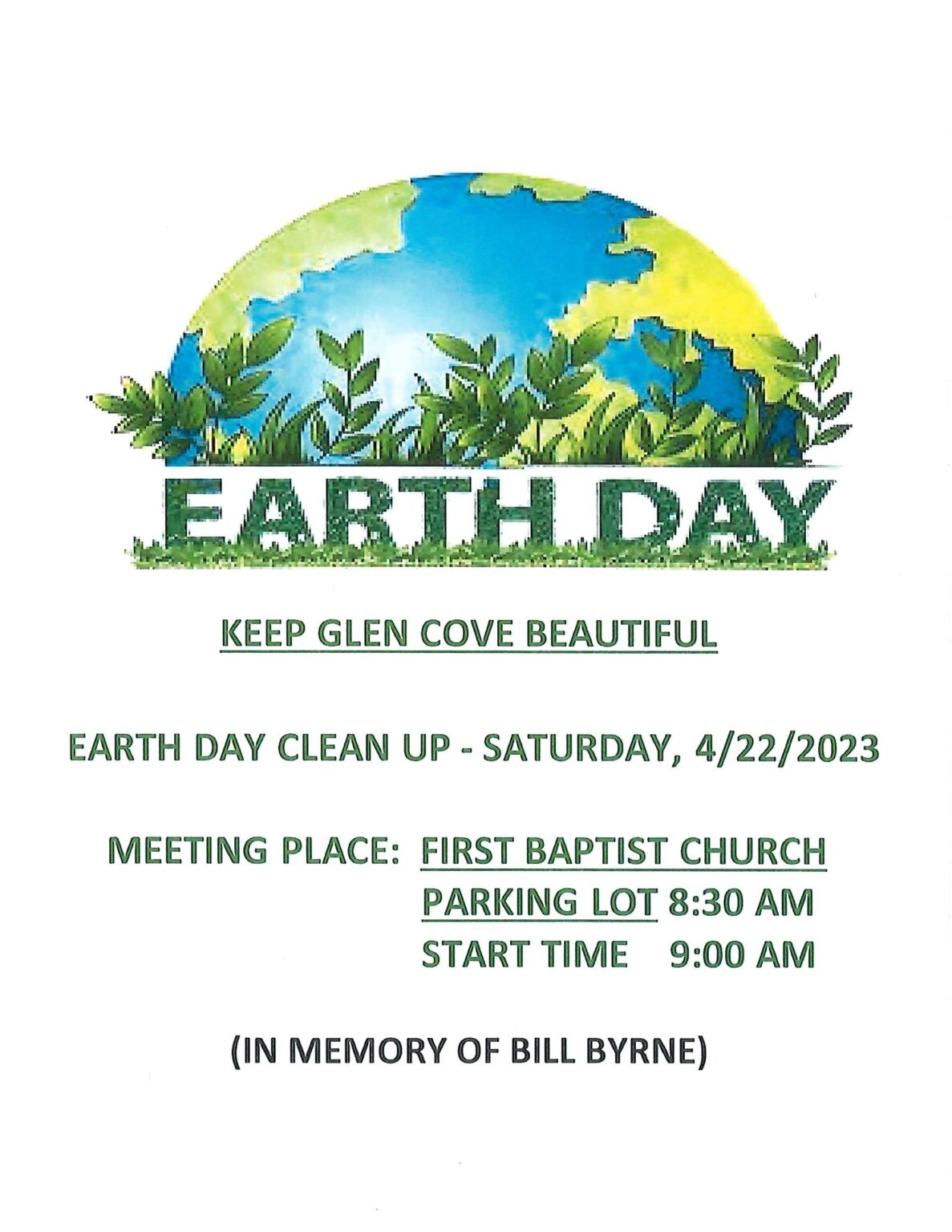 UPCOMING EVENTS: Saturday, April 22nd- EARTH DAY Clean Up. MEETING ...