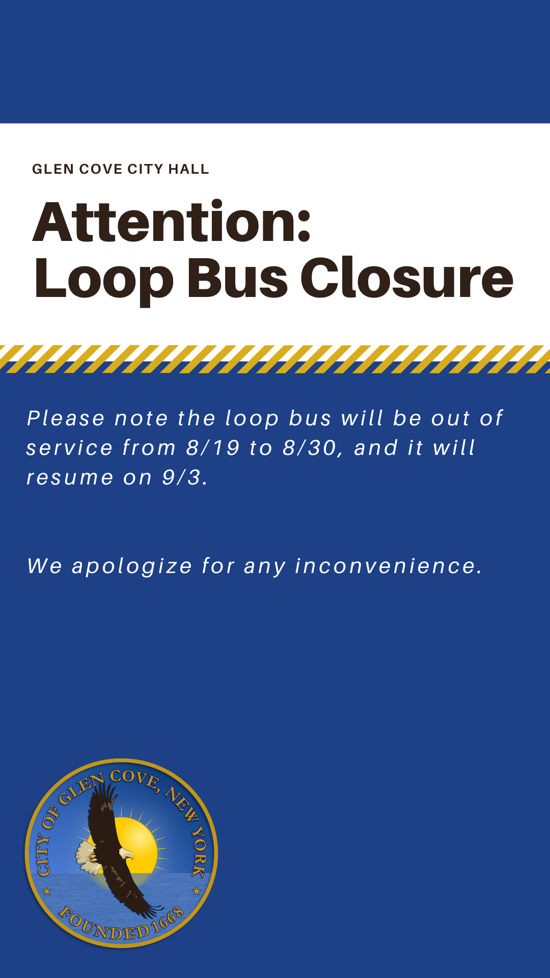 Loop Bus Closure - City of Glen Cove