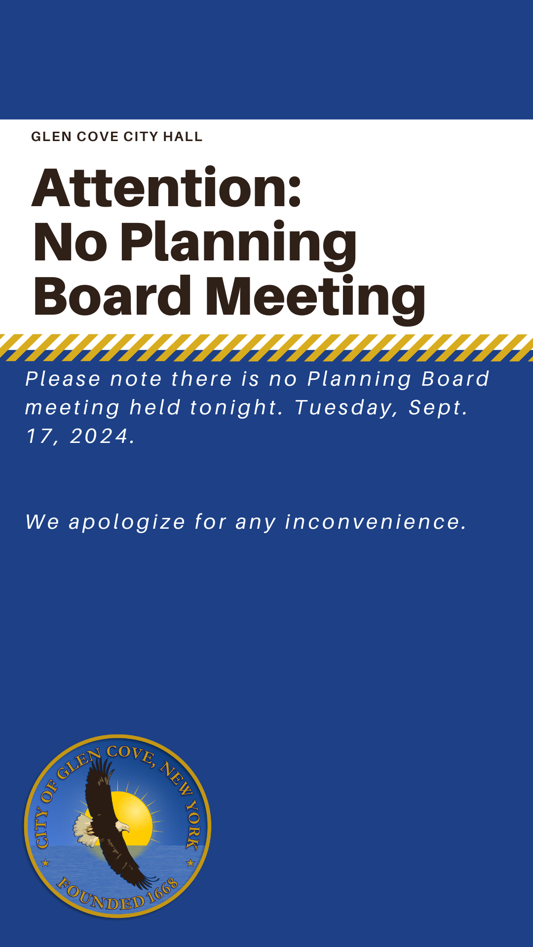 Planning Board Meeting - Canceled for tonight - City of Glen Cove