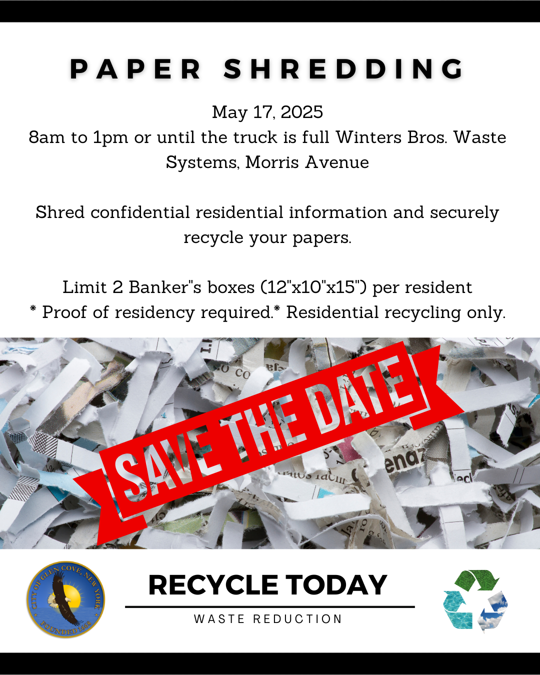 Rescheduled Shredding Event - City of Glen Cove