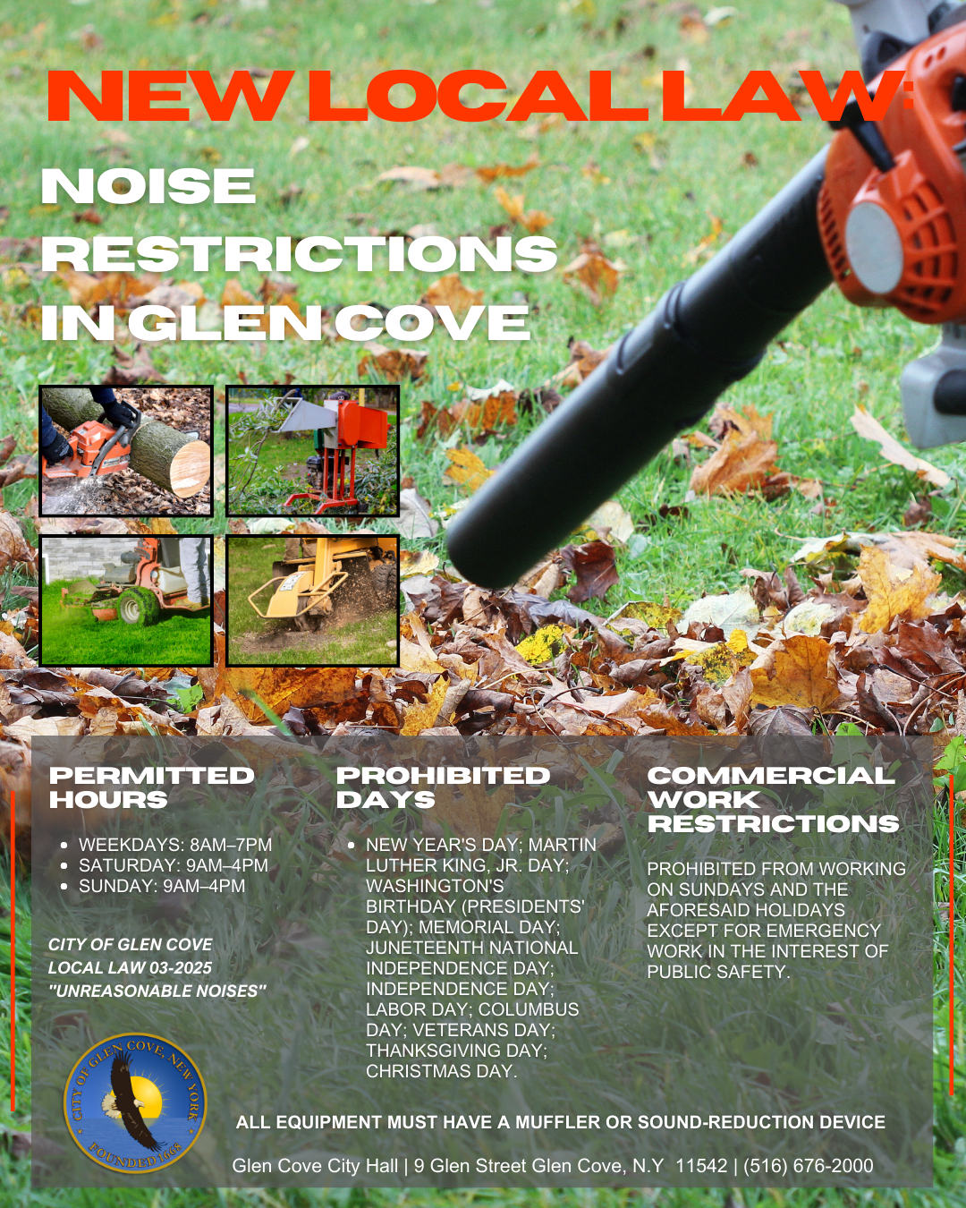 New Noise Ordinance in Effect - updated hours June 2025 - City of Glen Cove