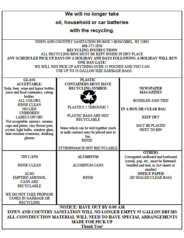 Garbage & Recycling – Town of Greenfield