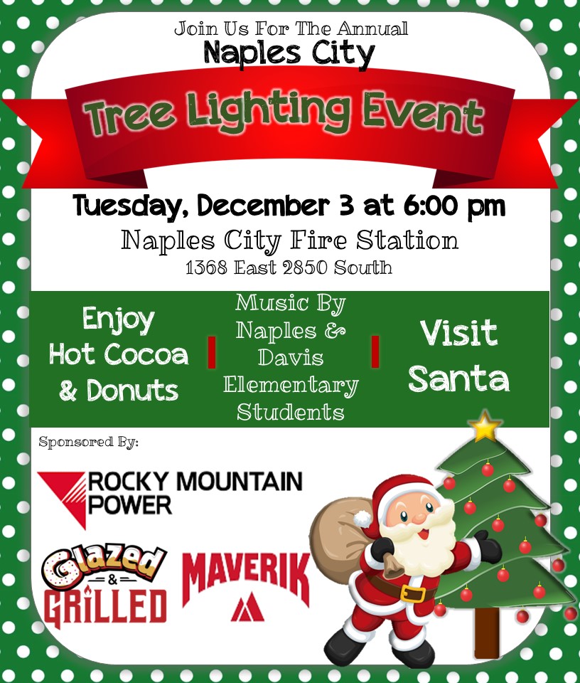 2024 Tree Lighting Event Flyer – Naples City, Uintah County, Utah
