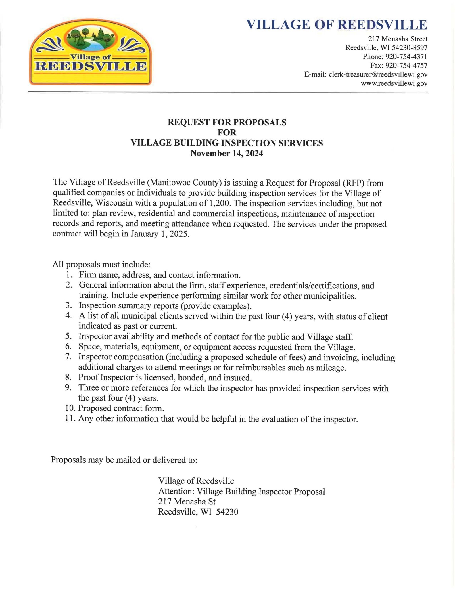 News & Notices – Village of Reedsville, Manitowoc County, Wisconsin