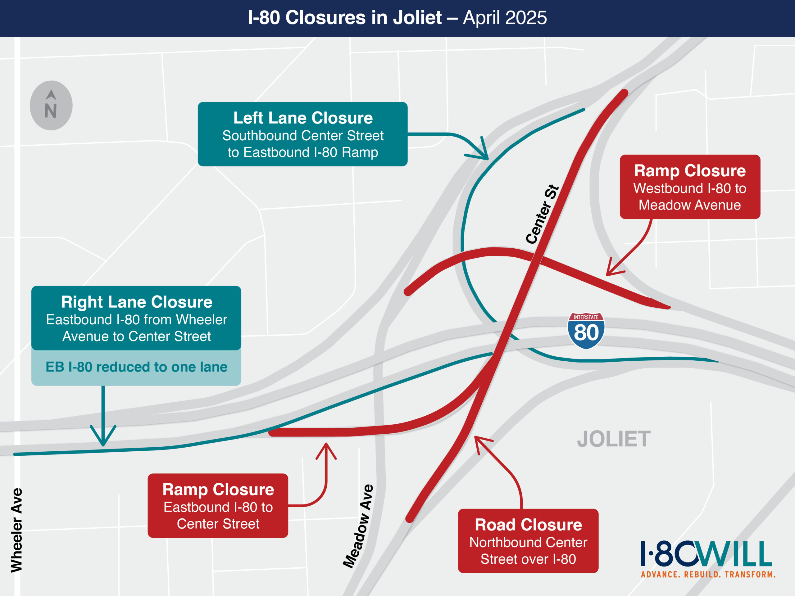 I-80 closures map – Village of Rockdale