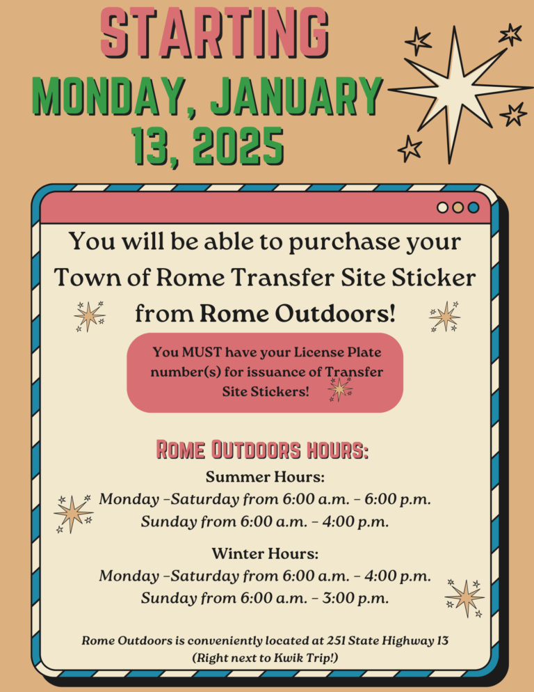 News & Notices – Town of Rome, Adams County, Wisconsin