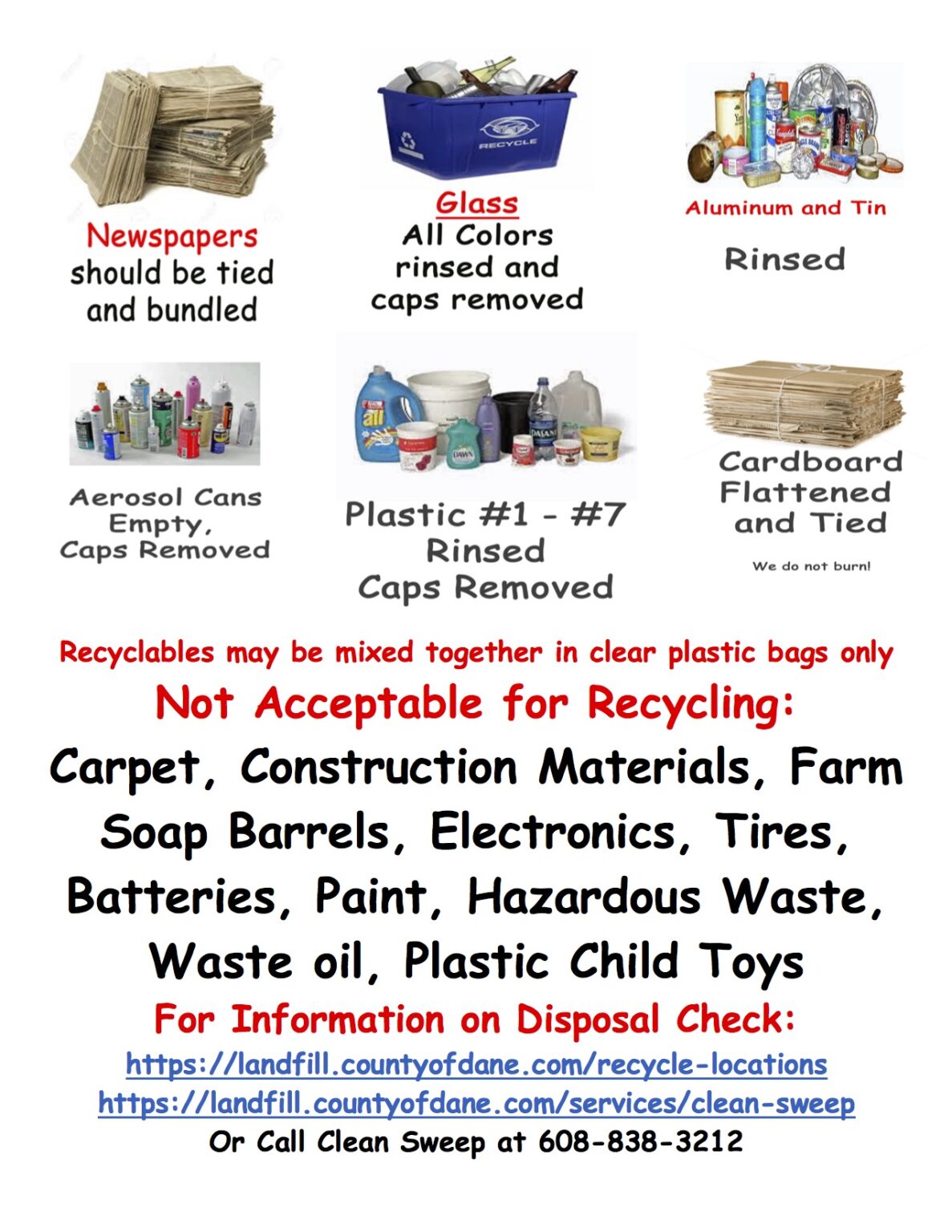 Recycling and Disposal Information - Town of Dane, Dane County, Wisconsin