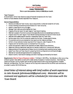 Town-Treasurer – Town of Keystone