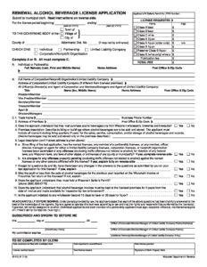 Renewal Liquor License Application – Town of Lake Mills