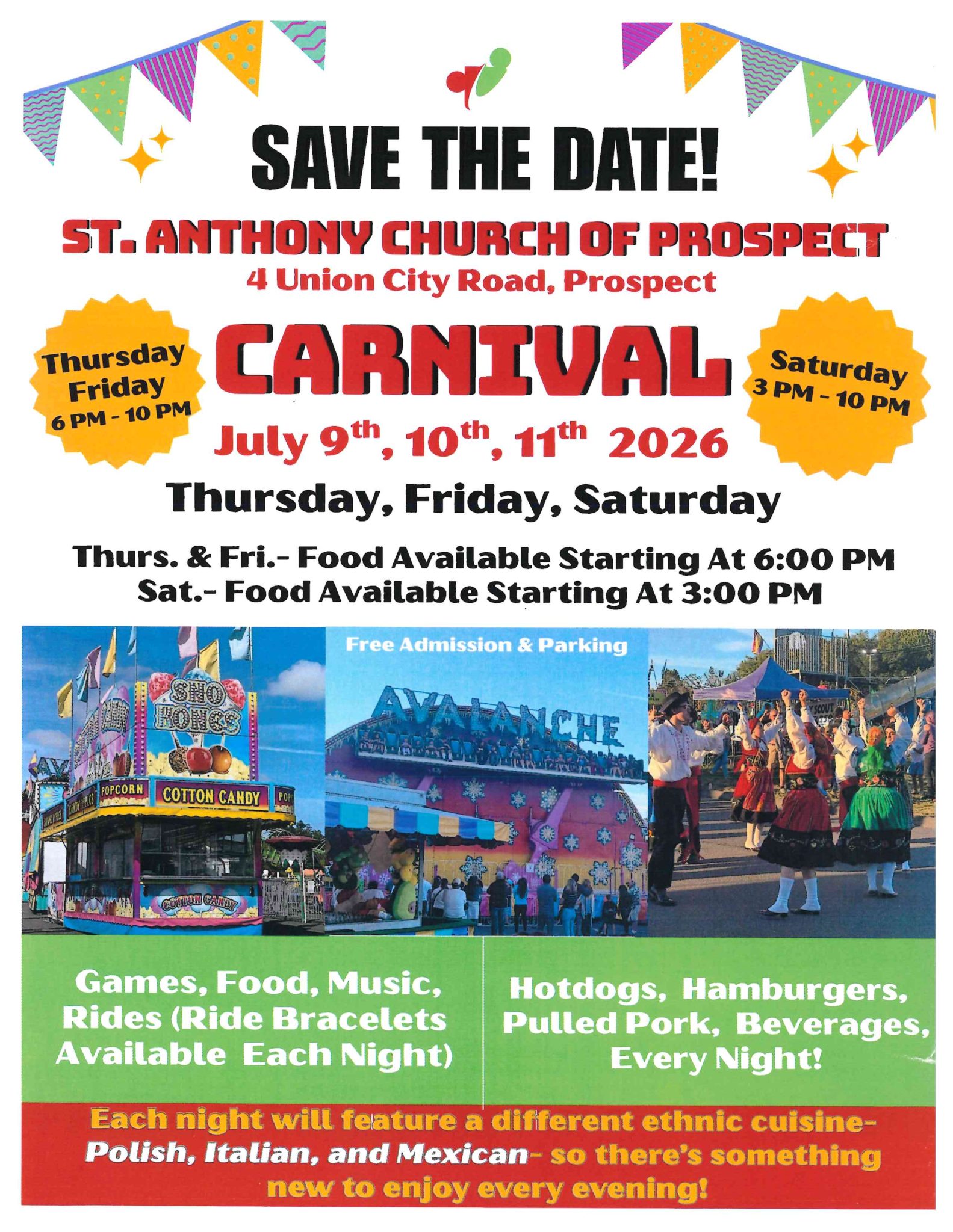 SAVE THE DATE - St. Anthony's Carnival!! - Town of Prospect