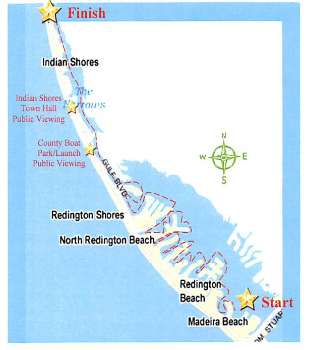 Route map – Town of Redington Beach, Pinellas County, Florida