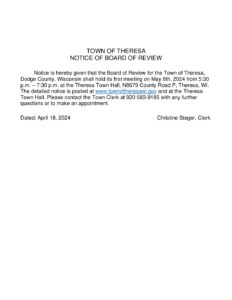 Brief-Board-of-Review-Notice-2024 – Town of Theresa, Dodge County ...