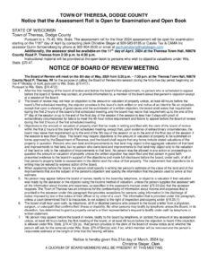 Open-Book-Board-of-Review-Notice-2024 – Town of Theresa, Dodge County ...