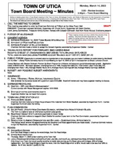 031422 Town Board Meeting Minutes – DRAFT – Town of Utica, Winnebago ...