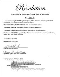 Resolution-2023-03 – Town of Utica, Winnebago County, Wisconsin