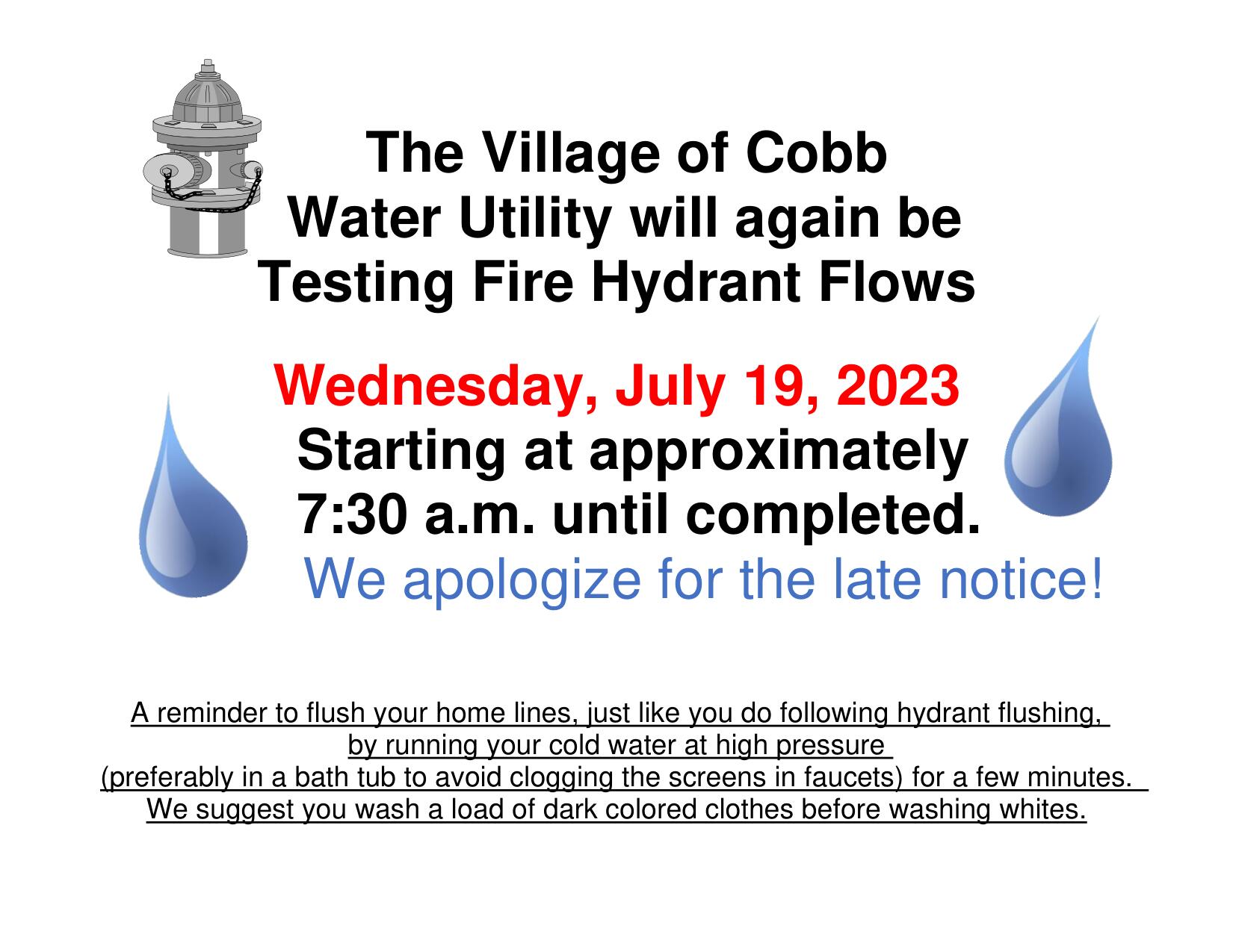 FIRE-HYDRANT-FLOWS- – Village of Cobb, Iowa County, Wisconsin