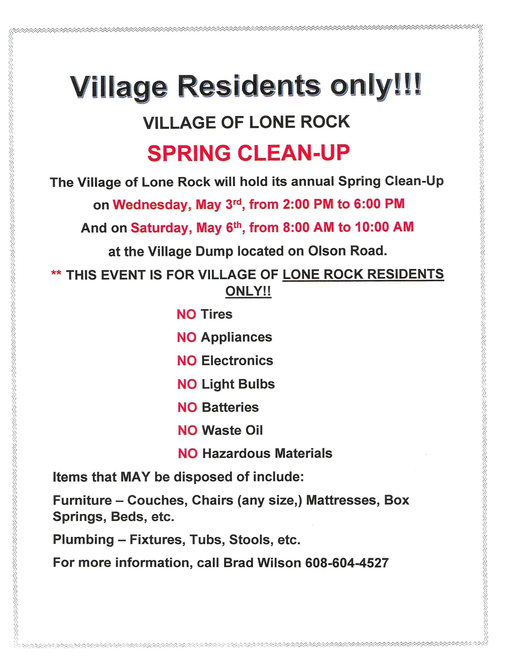 News & Notices – Village of Lone Rock