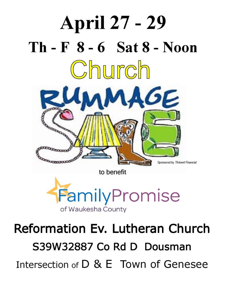 Reformation Lutheran Church Rummage Sale - Village of Wales